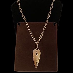 Paula Abdul Link Necklace With Elongated Heart - Gem